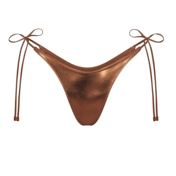 SKIMS | Swim | 3x Skims Swim Tie Bikini Bottom In Metallic Penny Color ...